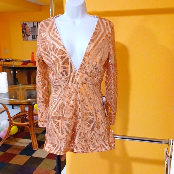 Crystal Doll | Pants & Jumpsuits | Nwt Rose Gold Sequined Crystal Ball ...